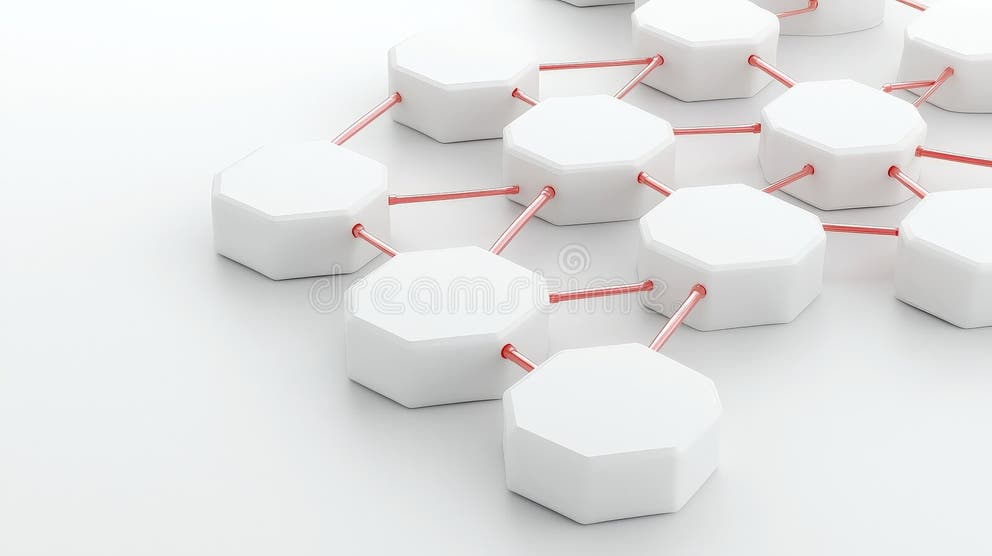 Complex Network Structures With Hexagonal Nodes And Connecting Lines In