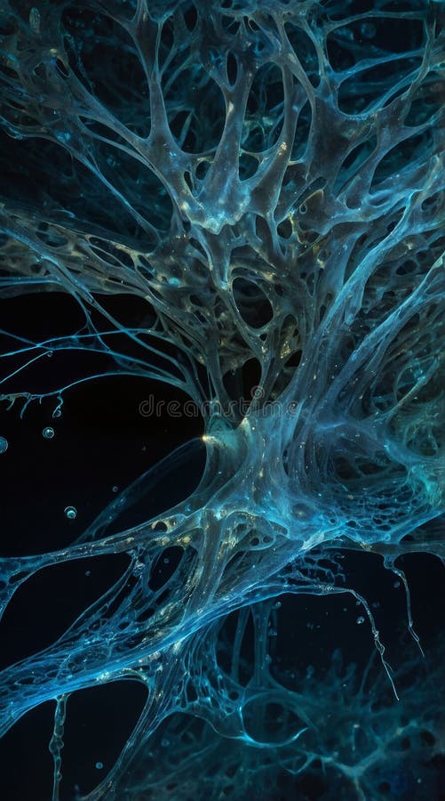 Futuristic Liquid Mercury Ocean With Neural Networks Data Whales And