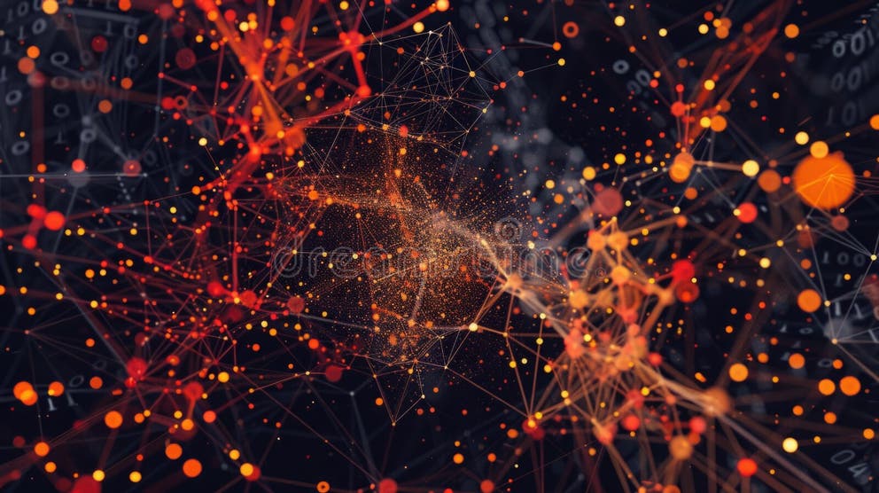 Complex Network Visualization on Computer Screen Stock Image - Image of ...