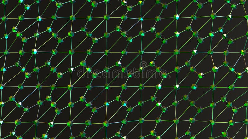 Complex Neural Network Grid with Glowing Green Nodes, Visualizing ...