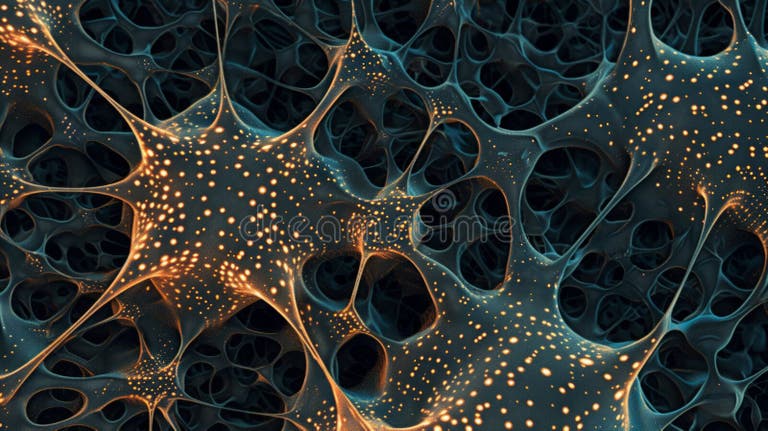 Complex Neural Network Structure with Glowing Dots, Artificial ...