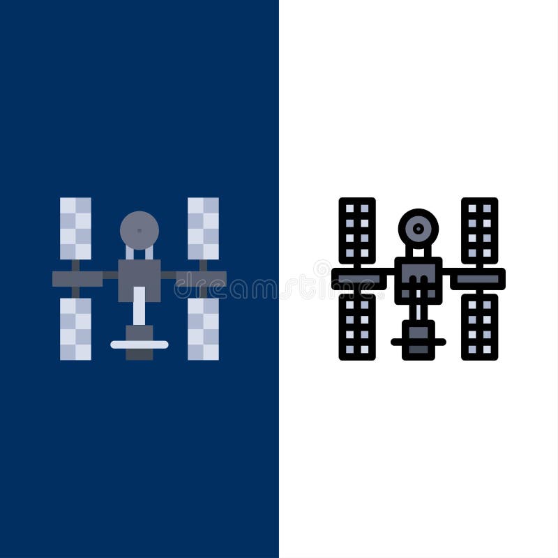Complex, Orbital, Platform, Satellite, Space Icons. Flat and Line ...