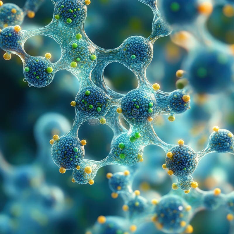 Complex Organic Network with Spheres and Bonding Points Stock ...