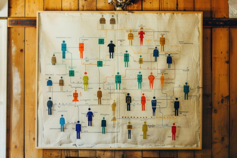 Complex Organizational Chart Representing Company Structure with ...