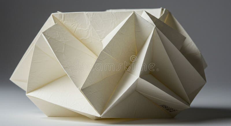 A Complex Origami Structure Made of Cream-colored Paper, Displaying ...