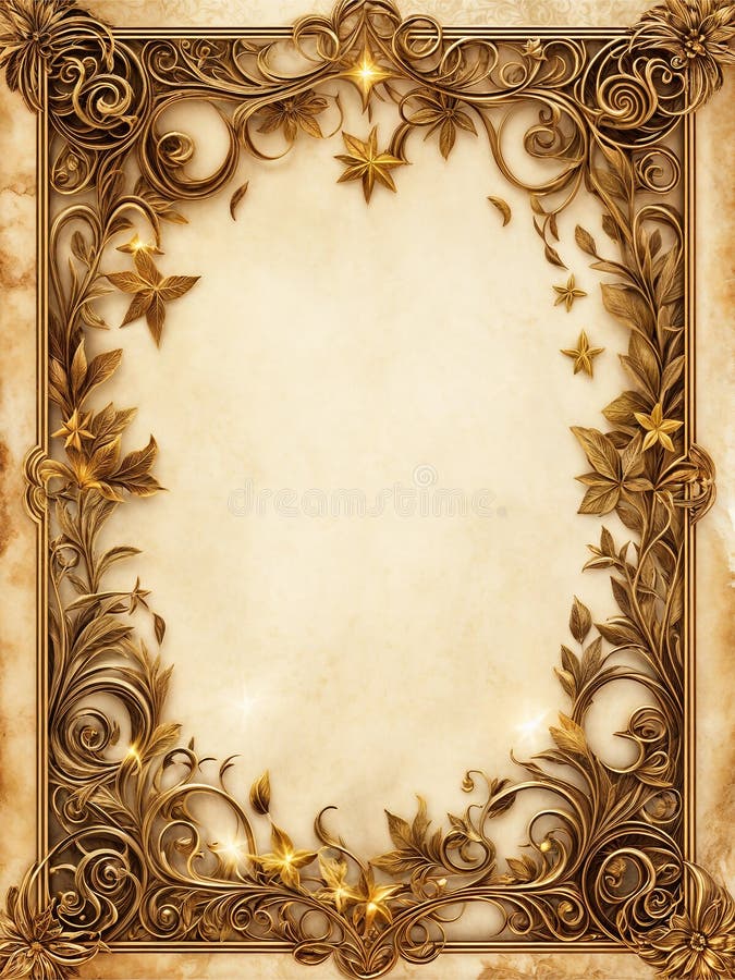 Ornate Pattern on a Sheet of Old Paper. Natural Patterned Frame with ...