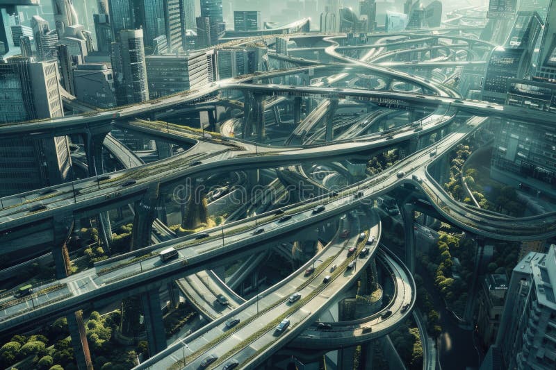 Complex Overpass System with Multiple Levels and Traffic Flow in Urban ...