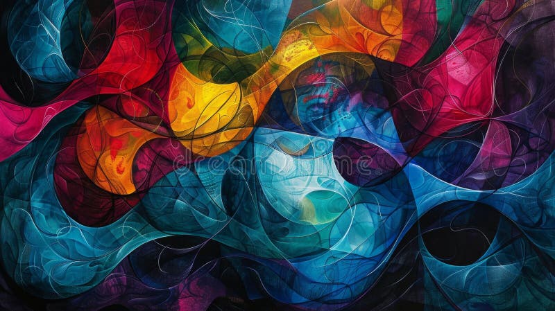 Complex Painting of Tangled Lines and Patterns Symbolizing ...