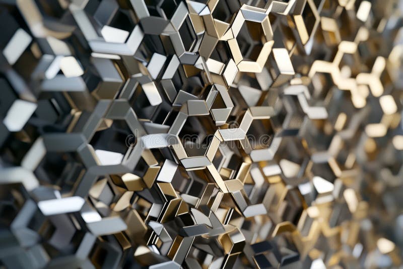 A Complex Pattern of Interwoven Hexagons and Triangles, Each Section in a Different Metallic ...