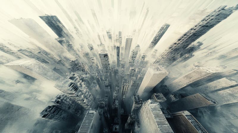 Intricate Fractal City Skyline Emerges in Surreal Space Backdrop Stock ...