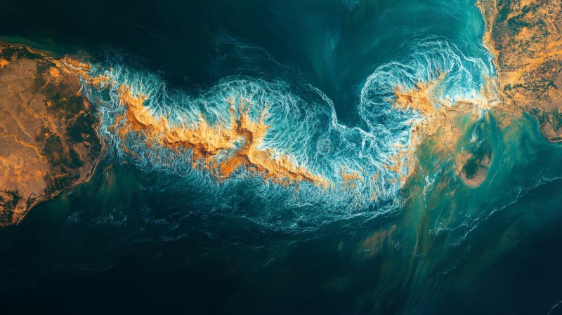 Complex Patterns of Ocean Currents and Land Formations Visible from ...