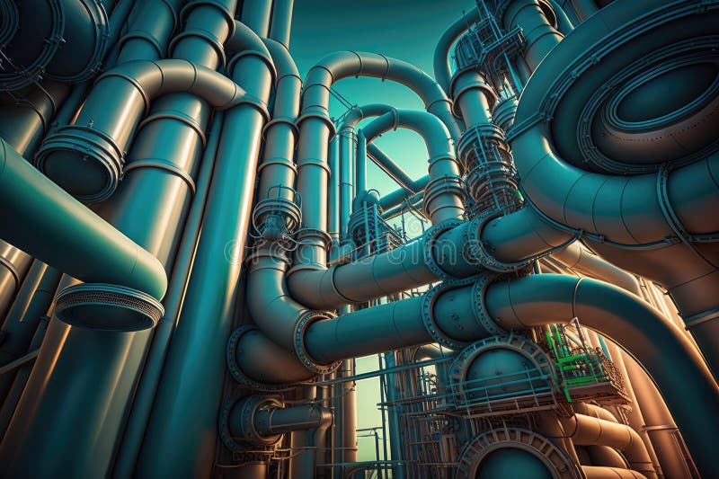 Complex of Pipes and Pipelines at Refinery Plant Stock Illustration ...