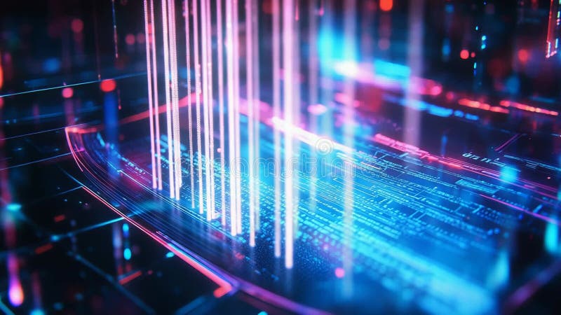 Programming Code Flowing on Futuristic Digital Display in Cyberspace ...