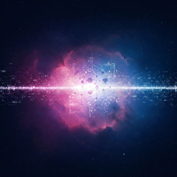 Quantum Computing Processing Data in Deep Space with Nebula and Stars ...