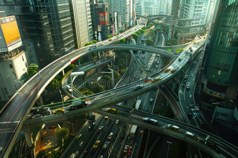 Complex Road Network and Traffic Flow in a Dense Urban Jungle Stock ...