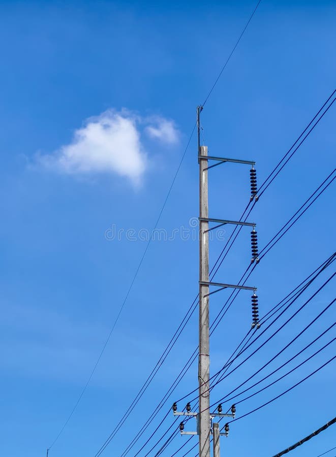 Complex Roadside Electrical Wires with Lamp Post Stock Image - Image of ...