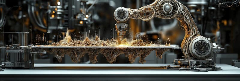 Complex Robotic Arm Exploring Virtual Environments Stock Illustration ...