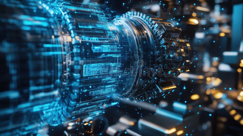 Innovative Manufacturing Process with Futuristic Rotating Gears and ...