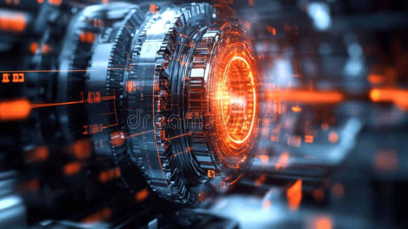 Futuristic Rotating Mechanism Generating Energy with Orange Light Beams ...