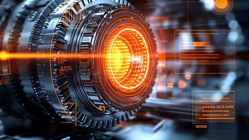 Futuristic Rotating Mechanism Generating Energy with Orange Light Beams ...