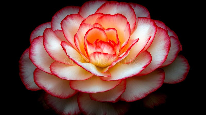 A Complex Scarlet Flower Featuring a Balanced Design, Fine Petals, and ...