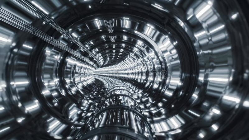 Complex Sci Fi Tunnel Interior Reflective Structure Data Cable Flow ...