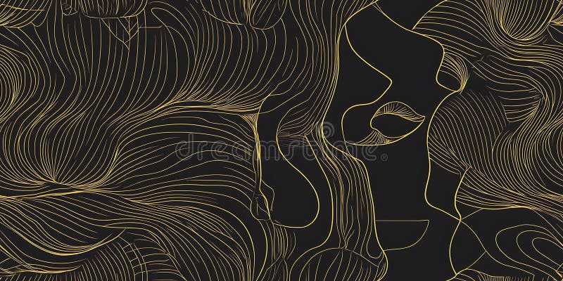 Complex Seamless Pattern Featuring Intricate Line Designs on a Dark ...