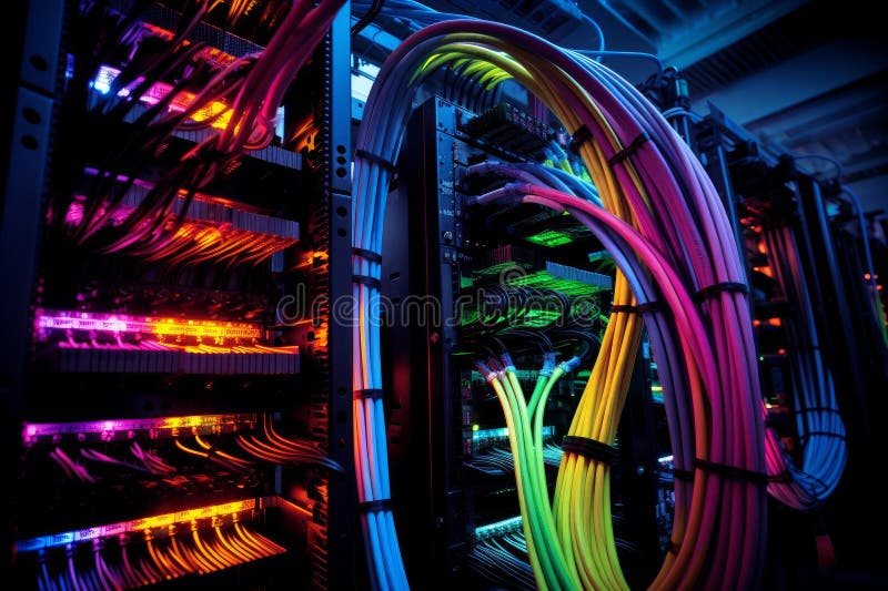 Complex Server Colorful Cables. Generate Ai Stock Illustration ...