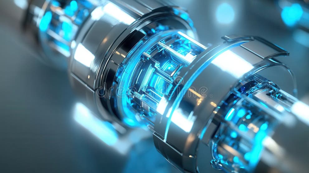 Complex Server Unit Transferring Data through Illuminated Fiber Optic Cables, Creating a ...