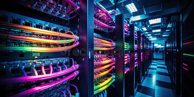 Complex Server Hardware with Various Cables and Connectors Stock Photo ...