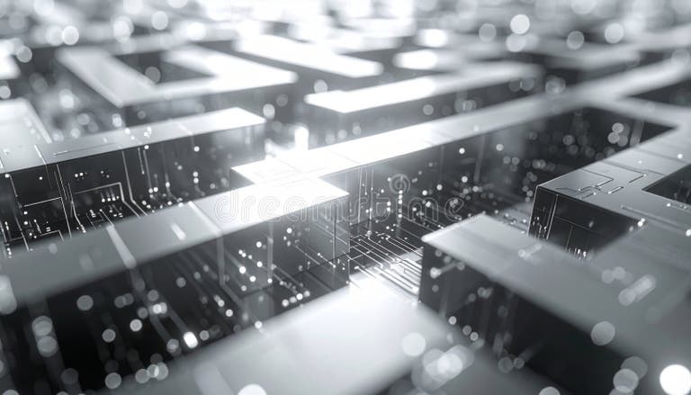 Complex Silver Maze Background Representing Challenges and Problem Solving Stock Illustration ...