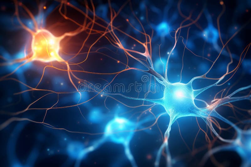 Complex Single Neuron Synapses Scheme Board. Generate Ai Stock ...