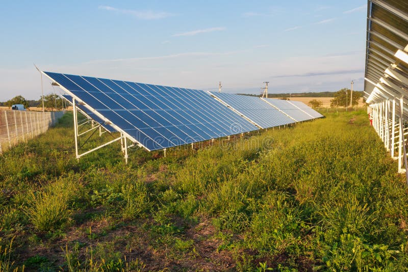 A Complex of Solar Panels for Generating Electricity. Green Energy Farm ...