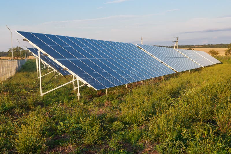 A Complex of Solar Panels for Generating Electricity. Green Energy Farm ...