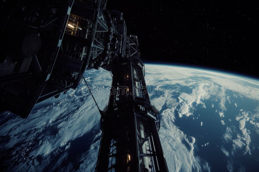 Complex Space Station in Low Earth Orbit, Representing a Concept of ...