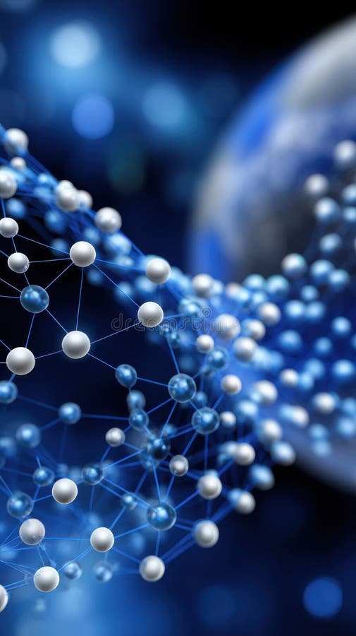 Complex Spheres Network Abstract Visualization Concept with a Dark Blue ...