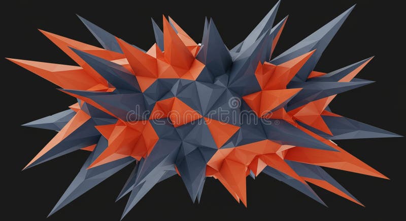 A Complex, Spiky 3D Geometric Structure Composed of Interlocking Gray ...