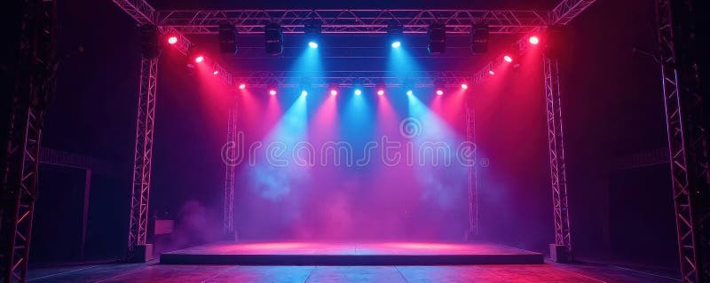 Complex Stage Rigging, Lighting Trusses Overhead, Lights, Venue ...