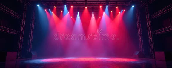 Complex Stage Rigging, Lighting Trusses Overhead, Sound, Hanging Stock ...