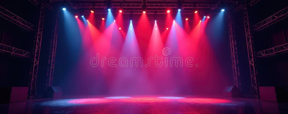 Complex Stage Rigging, Lighting Trusses Overhead, Sound, Hanging Stock ...