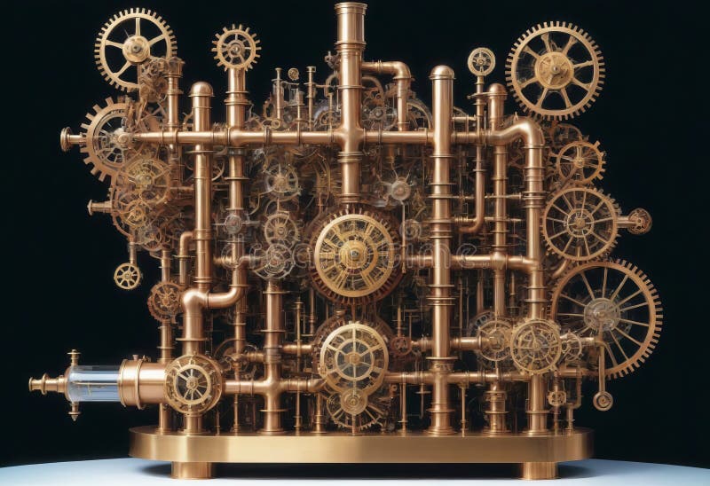 A Complex, Steampunk-inspired Mechanical Device with Various Brass ...