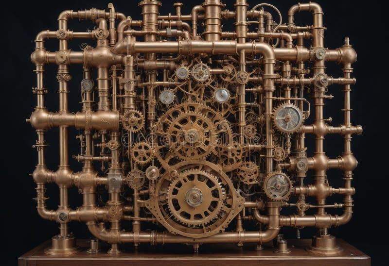 A Complex, Steampunk-inspired Mechanical Device with Various Brass ...