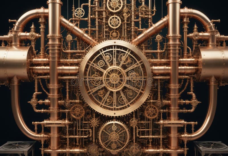 A Complex, Steampunk-inspired Mechanical Device with Various Brass ...