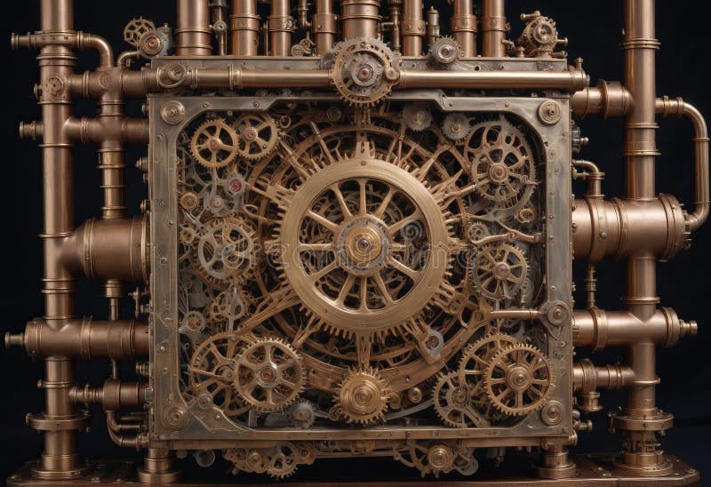 A Complex, Steampunk-inspired Mechanical Device with Various Brass ...