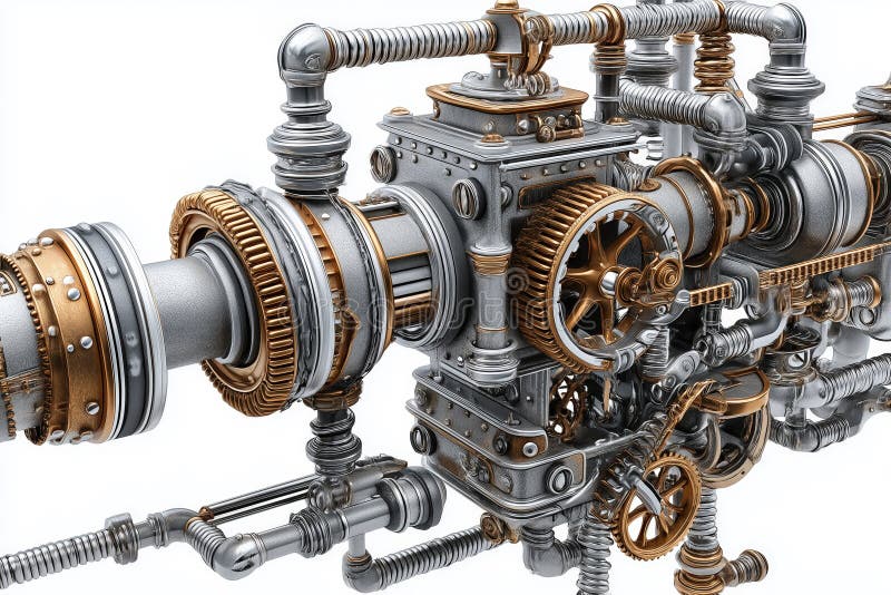 Complex Steampunk Machine with Metallic Gears Stock Illustration ...