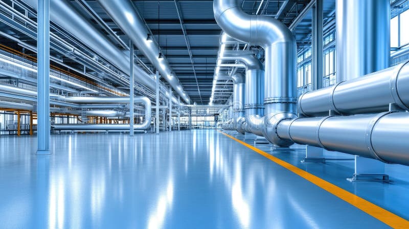 Complex Steel Piping and Lines Guide Flow Paths in an Industrial Plant ...