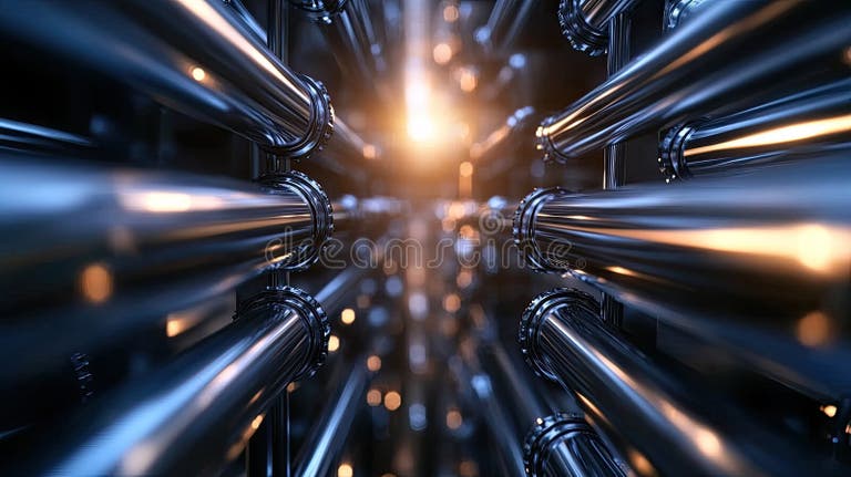 Complex Steel Piping and Lines Guide Flow Paths in an Industrial Plant ...