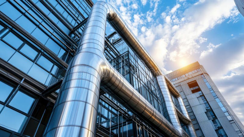 Complex Steel Piping and Lines Guide Flow Paths in an Industrial Plant ...