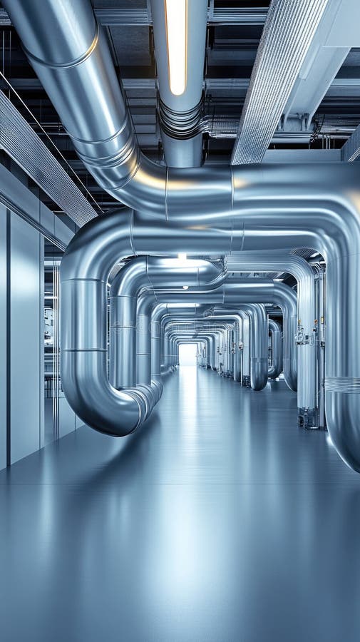 Complex Steel Piping and Lines Guide Flow Paths in an Industrial Plant ...