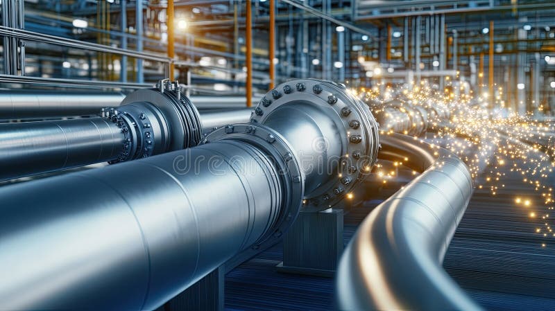 Complex Steel Piping and Lines Guide Flow Paths in an Industrial Plant ...